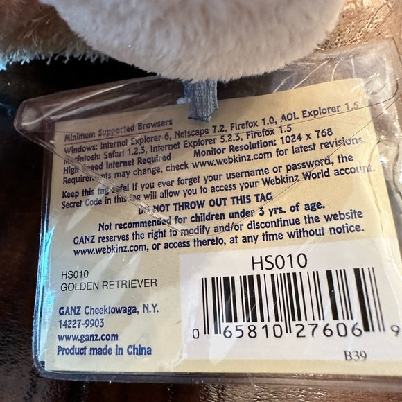 GANZ | Toys | New With Sealed Code Webkins Golden Retriever Ganz Stuffed Dog Plush | Poshmark
